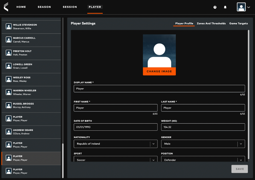 Managing Players – Catapult One
